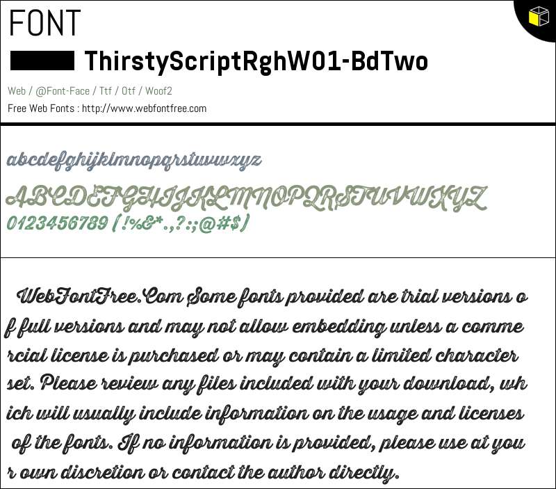 Thirsty Script Rgh W01 Bd Two Fonts Downloads - WebFontFree.Com