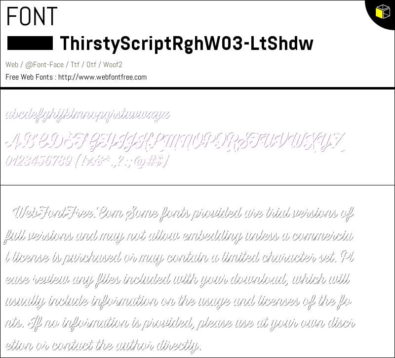 Thirsty Script Rgh W03 Lt Shdw Fonts Downloads - WebFontFree.Com