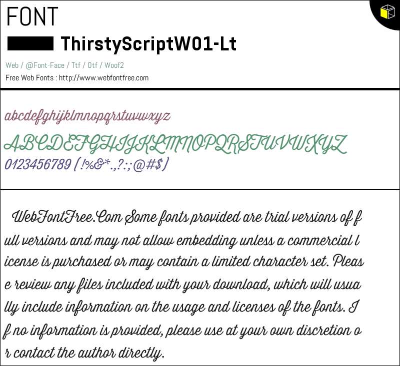 Thirsty Script W01 Lt Fonts Downloads - WebFontFree.Com