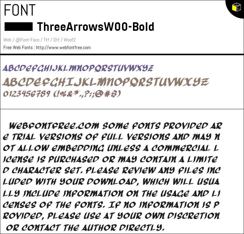 Three Arrows W00 Bold Fuentes Descargar - WebFontFree.Com