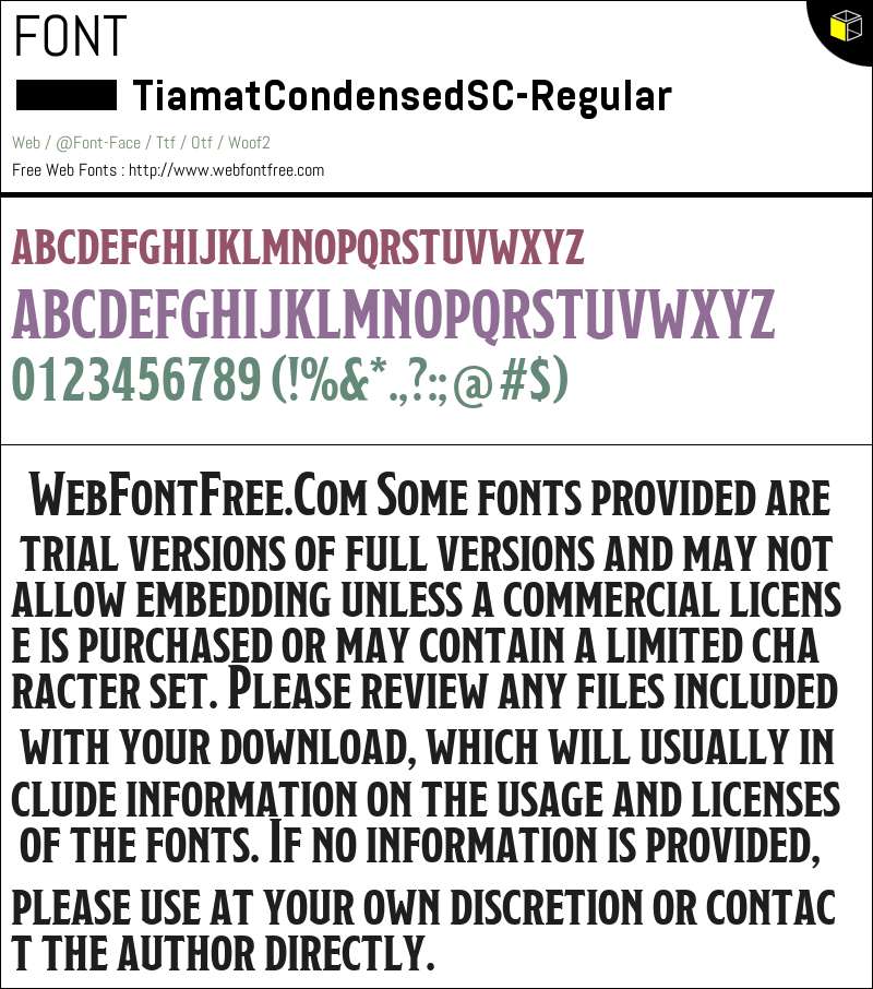 Tiamat Condensed SC Regular Regular Fonts Downloads - WebFontFree.Com