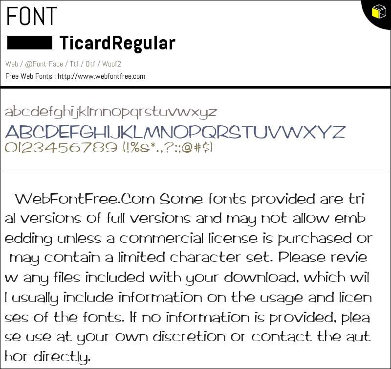 Ticard Regular Fonts Downloads - WebFontFree.Com