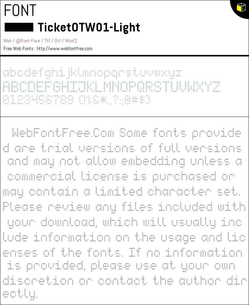 Ticket OT W01 Light Fonts Downloads - WebFontFree.Com
