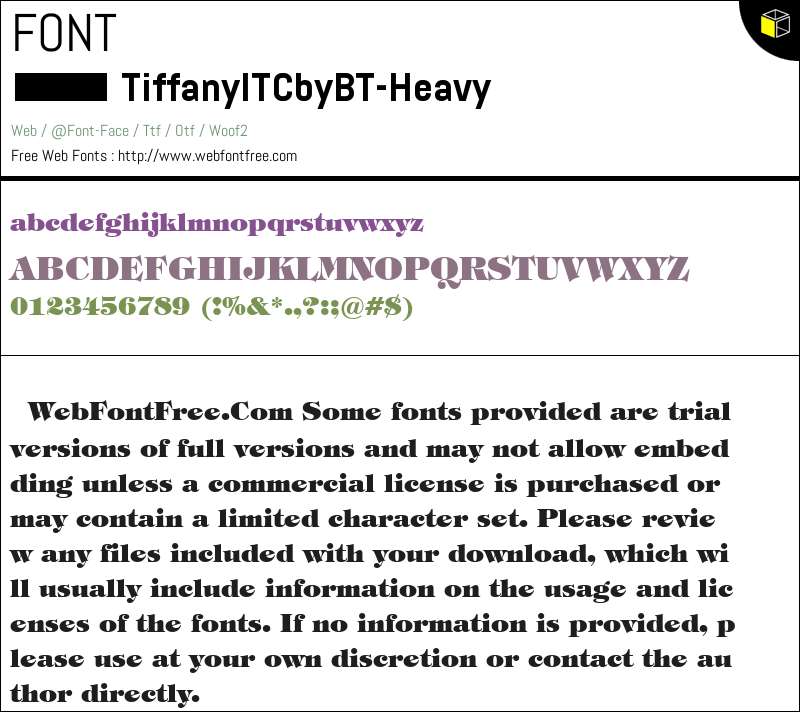 Tiffany Heavy BT Fonts Downloads - WebFontFree.Com