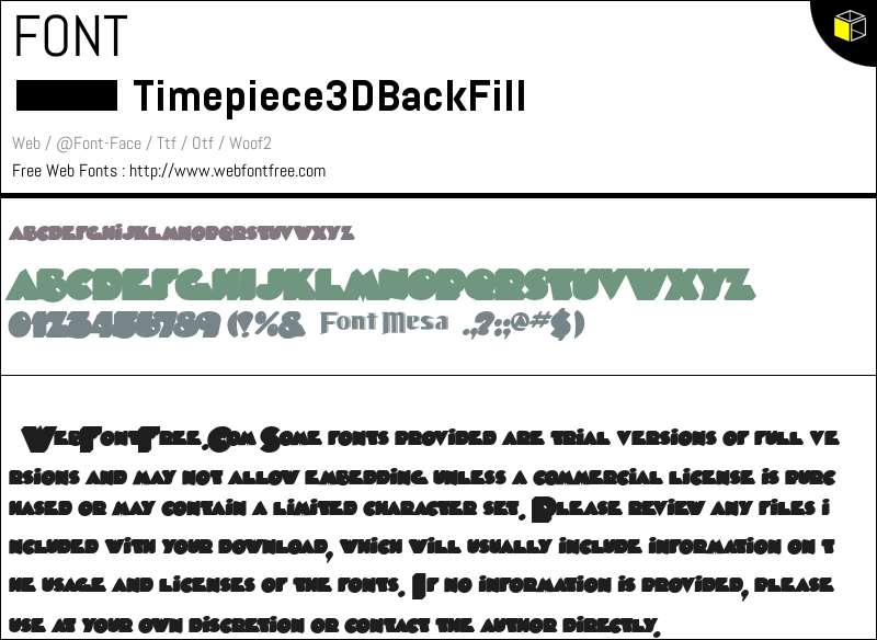 Timepiece 3D BackFill Fonts Downloads - WebFontFree.Com