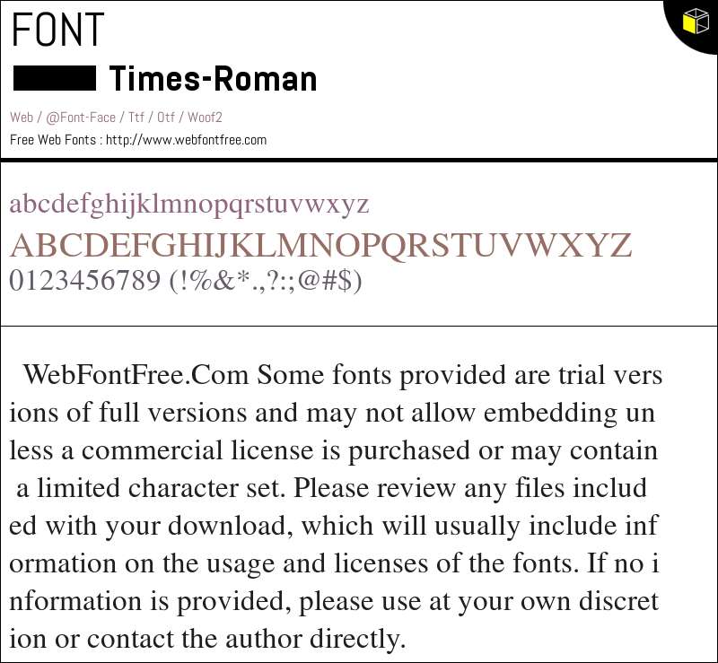Times-Roman 字体 下载 - WebFontFree.Com