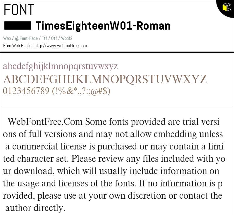 Times Eighteen W01 Roman 字体 下载 - WebFontFree.Com