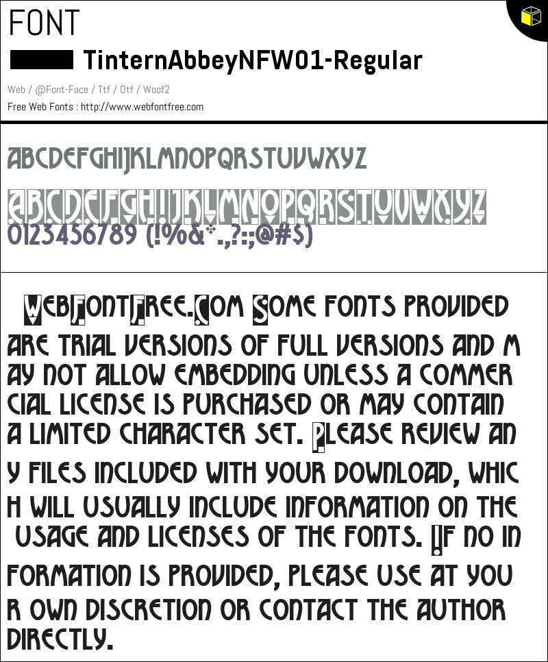 Tintern Abbey NF W01 Regular Fonts Downloads - WebFontFree.Com