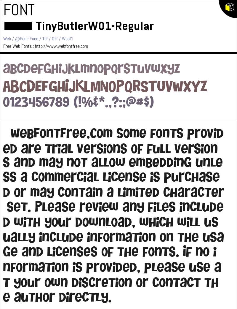 Tiny Butler W01 Regular Fonts Downloads - WebFontFree.Com