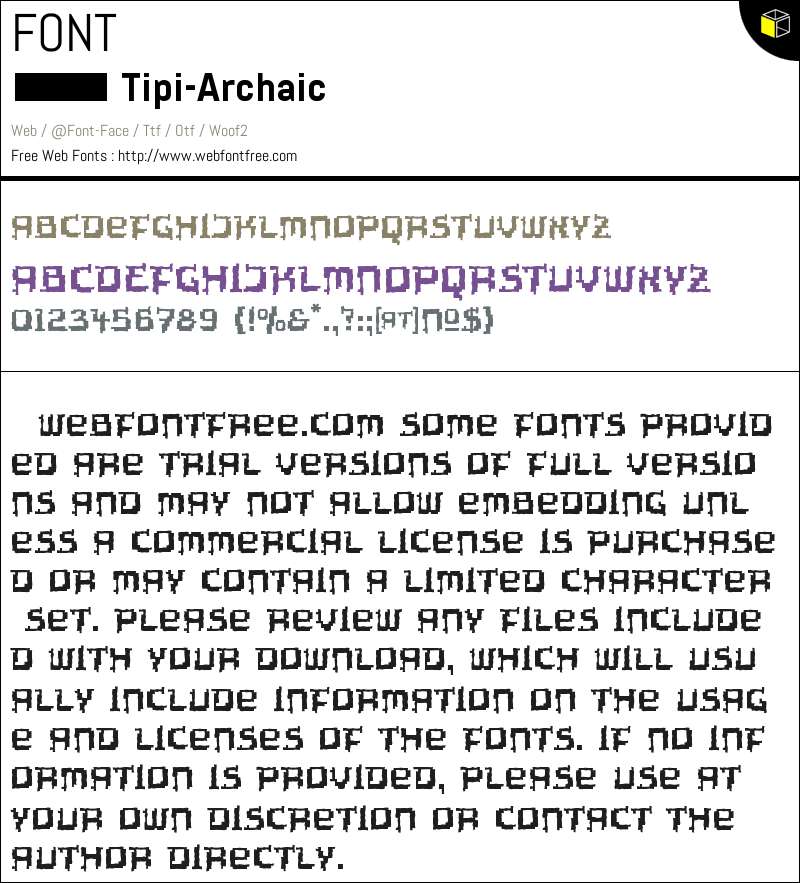 Tipi Archaic Fonts Downloads - WebFontFree.Com