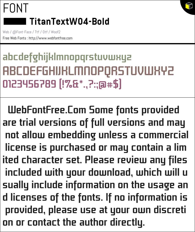 Titan Text W04 Bold Fonts Downloads - WebFontFree.Com