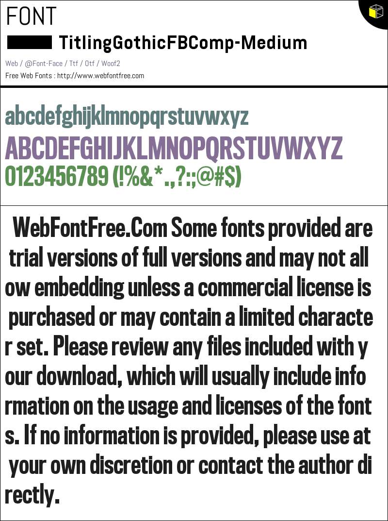 TitlingGothicFBComp-Medium Fuentes Descargar - WebFontFree.Com