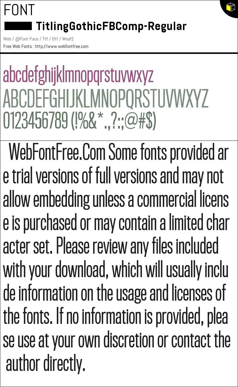 TitlingGothicFBComp-Regular Fuentes Descargar - WebFontFree.Com