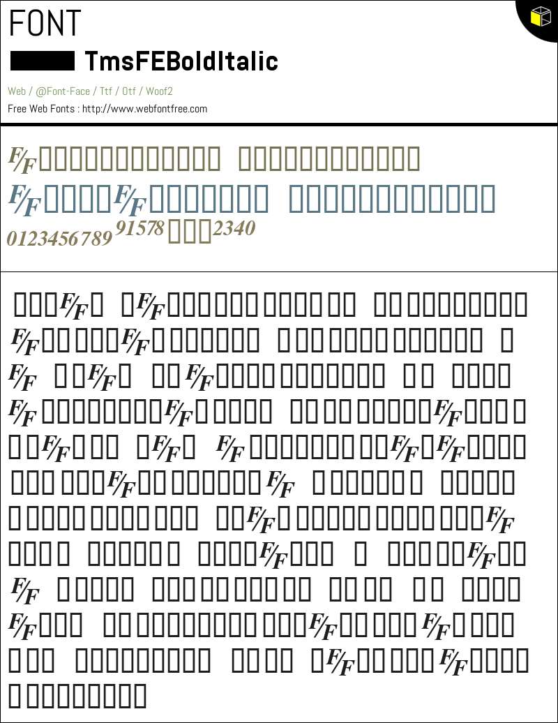 TmsFE BoldItalic Fonts Downloads - WebFontFree.Com