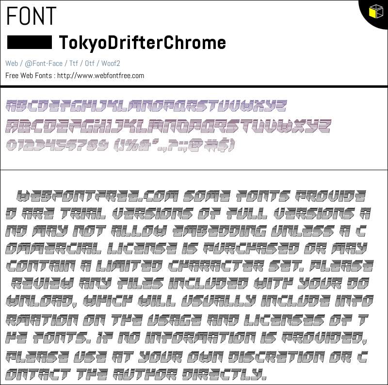 Tokyo Drifter Chrome Fonts Downloads - WebFontFree.Com