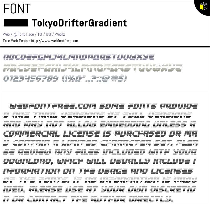 Tokyo Drifter Gradient Fonts Downloads - WebFontFree.Com