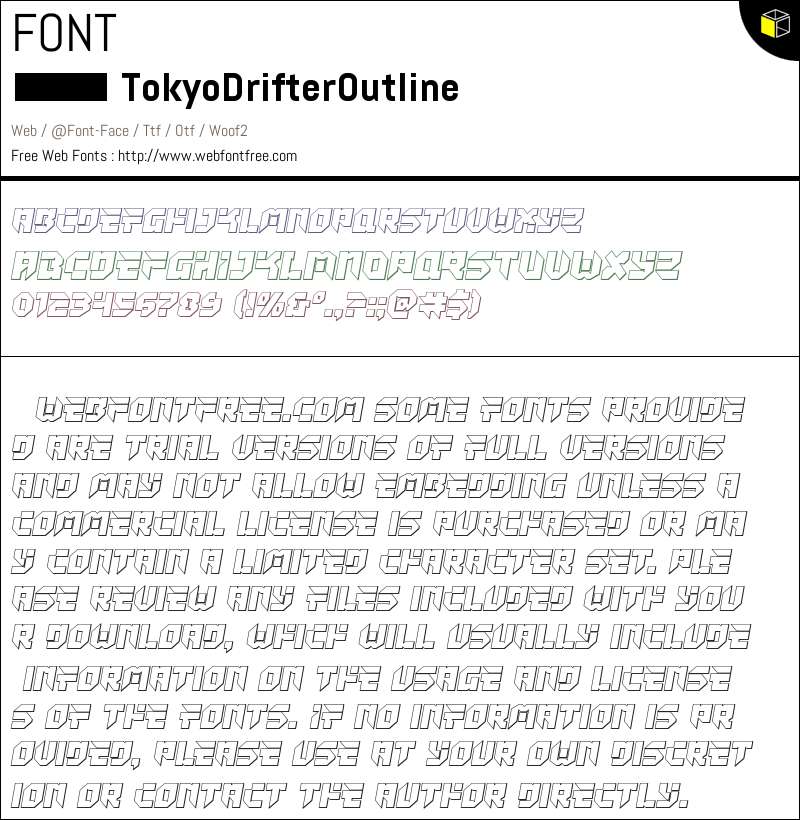 Tokyo Drifter Outline Fonts Downloads - WebFontFree.Com