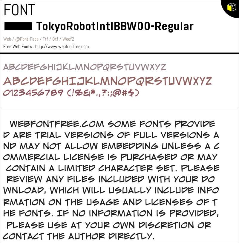 Tokyo Robot Intl BB W00 Regular Fonts Downloads - WebFontFree.Com