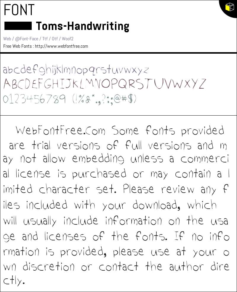 Tom's Handwriting Fuentes Descargar - WebFontFree.Com