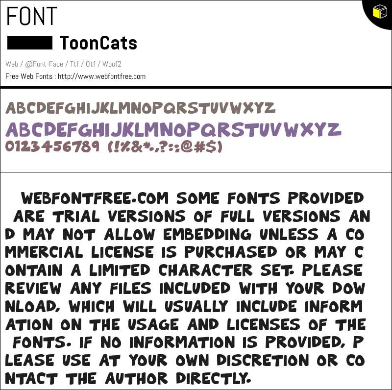 Toon Cats Fonts Downloads - WebFontFree.Com