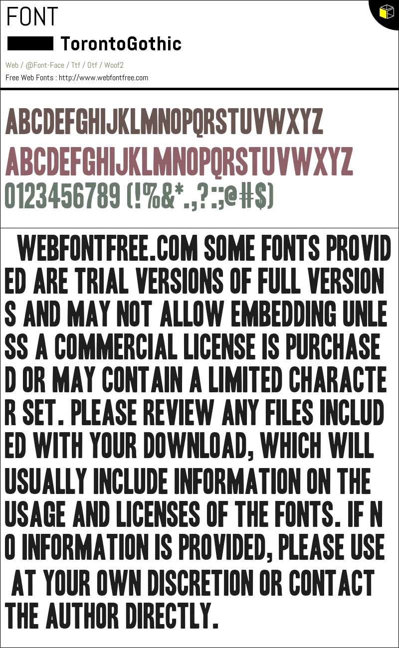 Toronto Gothic Fonts Downloads - WebFontFree.Com