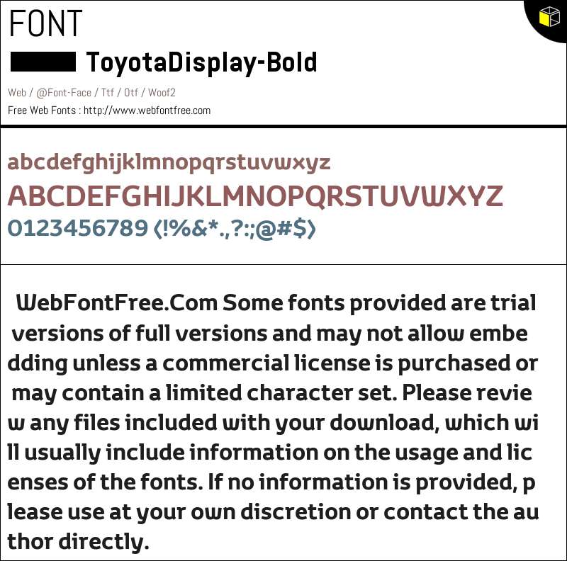 Toyota Display Bold Fonts Downloads - WebFontFree.Com