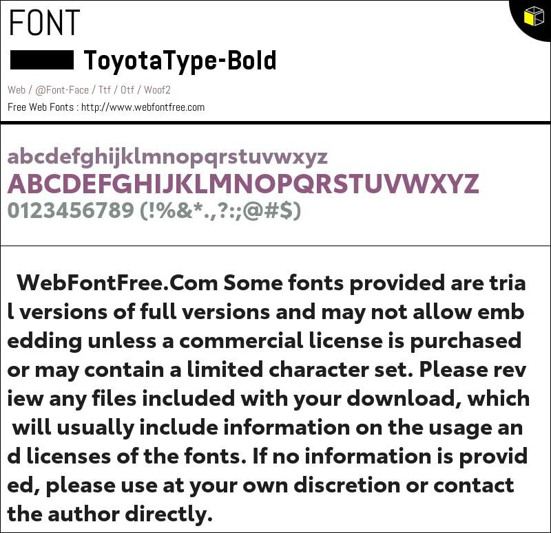 Toyota Type Bold Fonts Downloads - WebFontFree.Com