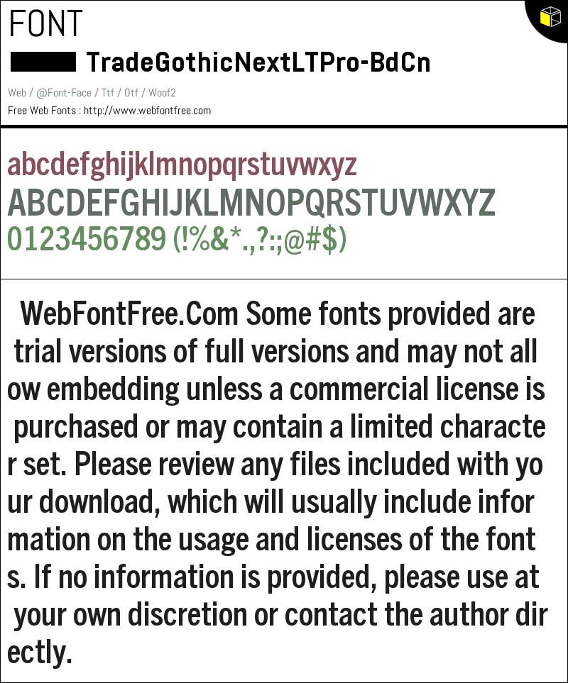 Trade Gothic Next LT Pro BdCn 字体 下载 - WebFontFree.Com