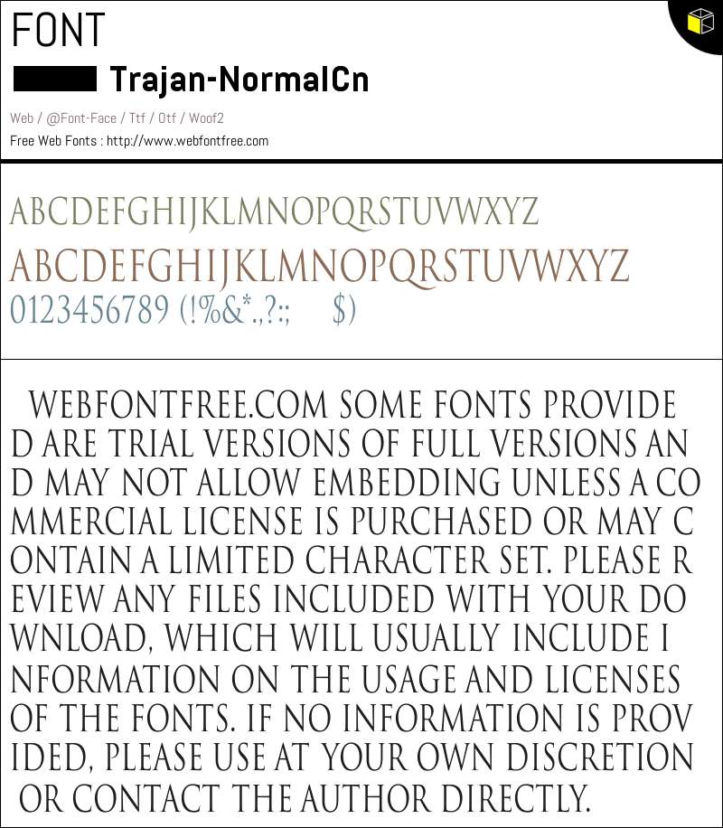 Trajan-Normal Cn Fonts Downloads - WebFontFree.Com