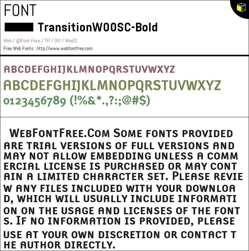 Transition W00SC Bold Fonts Downloads - WebFontFree.Com