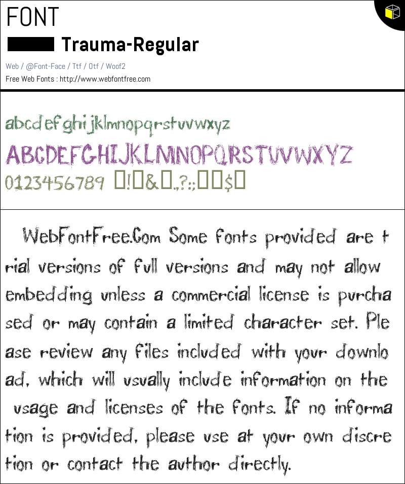Trauma-Regular Fonts Downloads - WebFontFree.Com