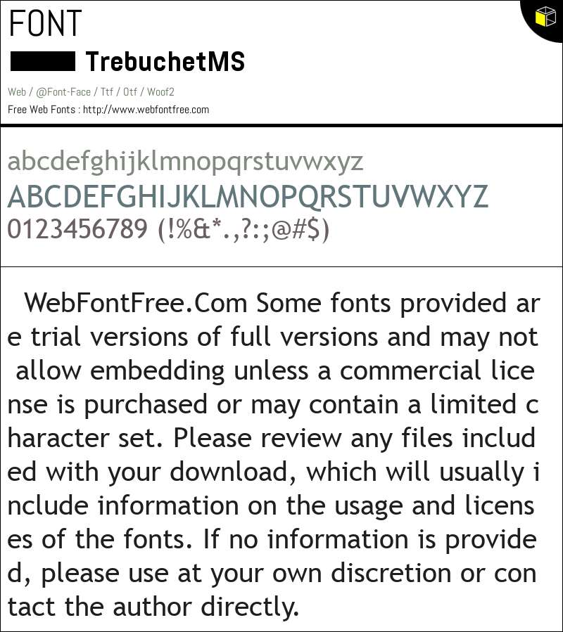 Trebuchet MS Fonts Downloads - WebFontFree.Com