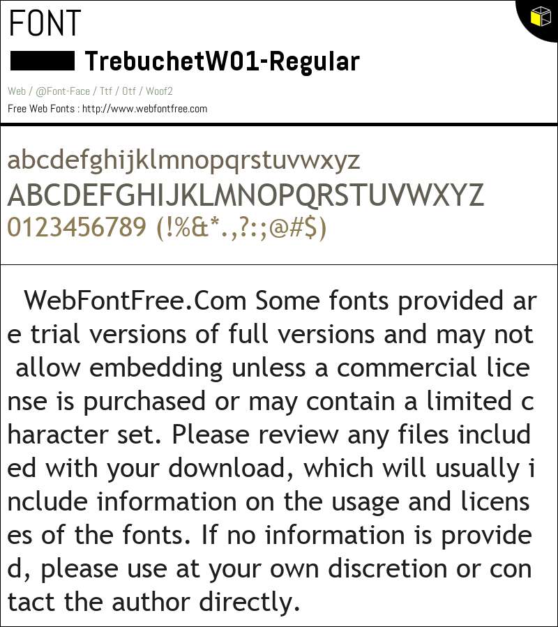 Trebuchet W01 Regular Fonts Downloads - WebFontFree.Com
