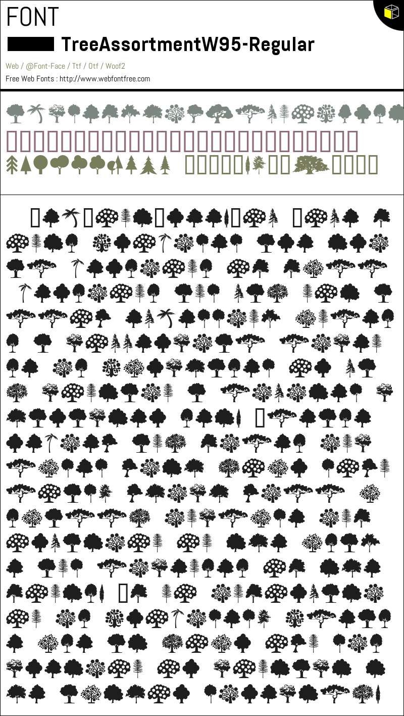 Tree Assortment W95 Regular Fonts Downloads - WebFontFree.Com