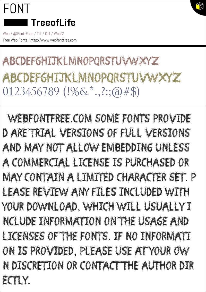 Tree of Life Fonts Downloads - WebFontFree.Com