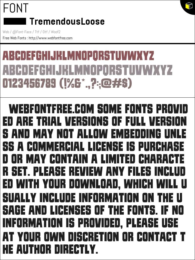 Tremendous Loose Fonts Downloads - WebFontFree.Com