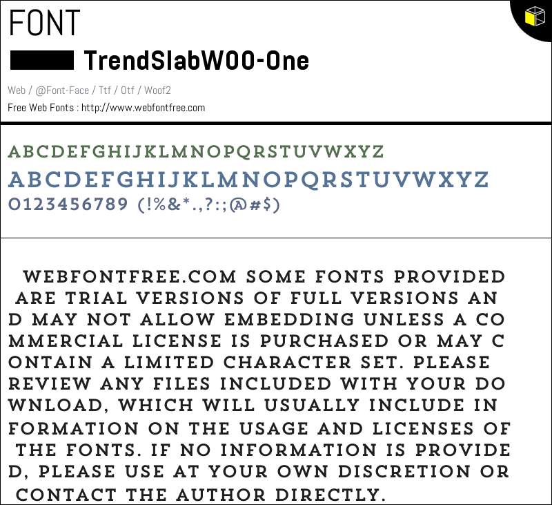 Trend Slab W00 One Fonts Downloads - WebFontFree.Com