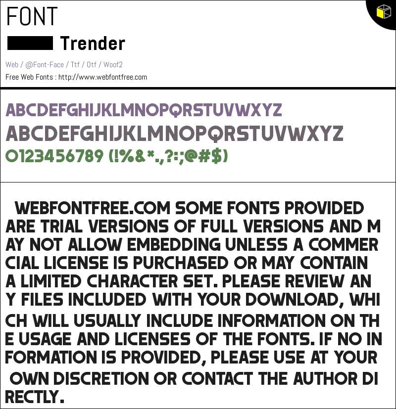Trender 字体 下载 - WebFontFree.Com