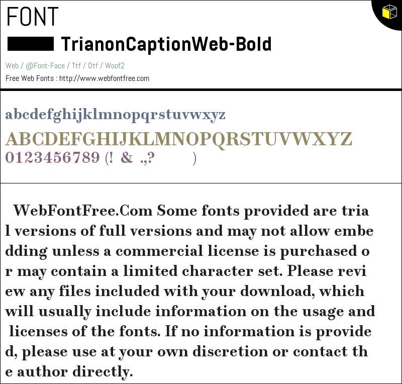 Trianon Caption Bold Fonts Downloads - WebFontFree.Com
