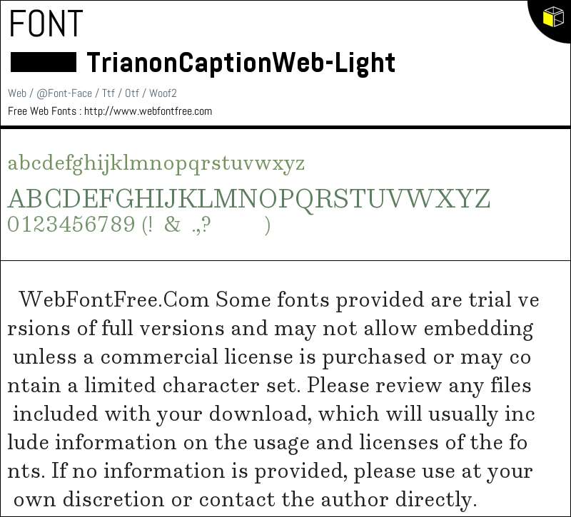 Trianon Caption Light Regular Fonts Downloads - WebFontFree.Com