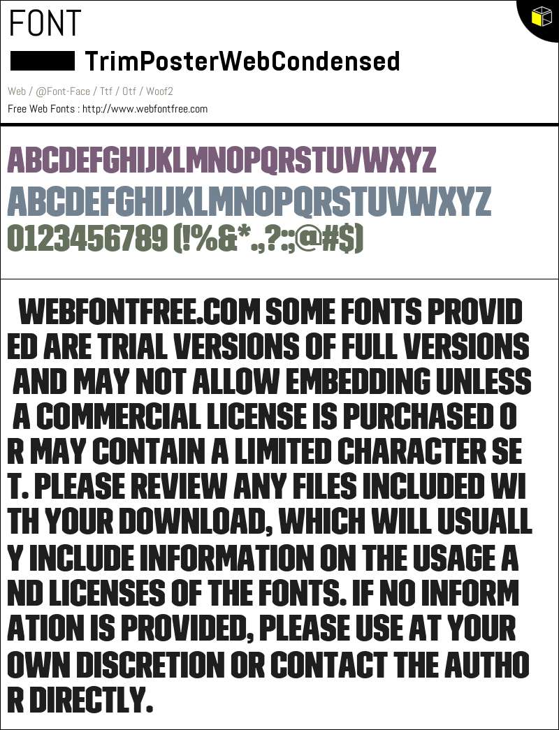 TrimPosterWebCondensed Fonts Downloads - WebFontFree.Com