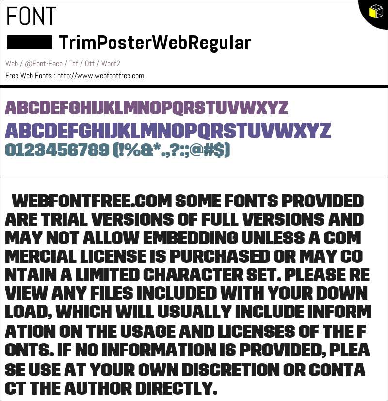 TrimPosterWebRegular Fonts Downloads - WebFontFree.Com