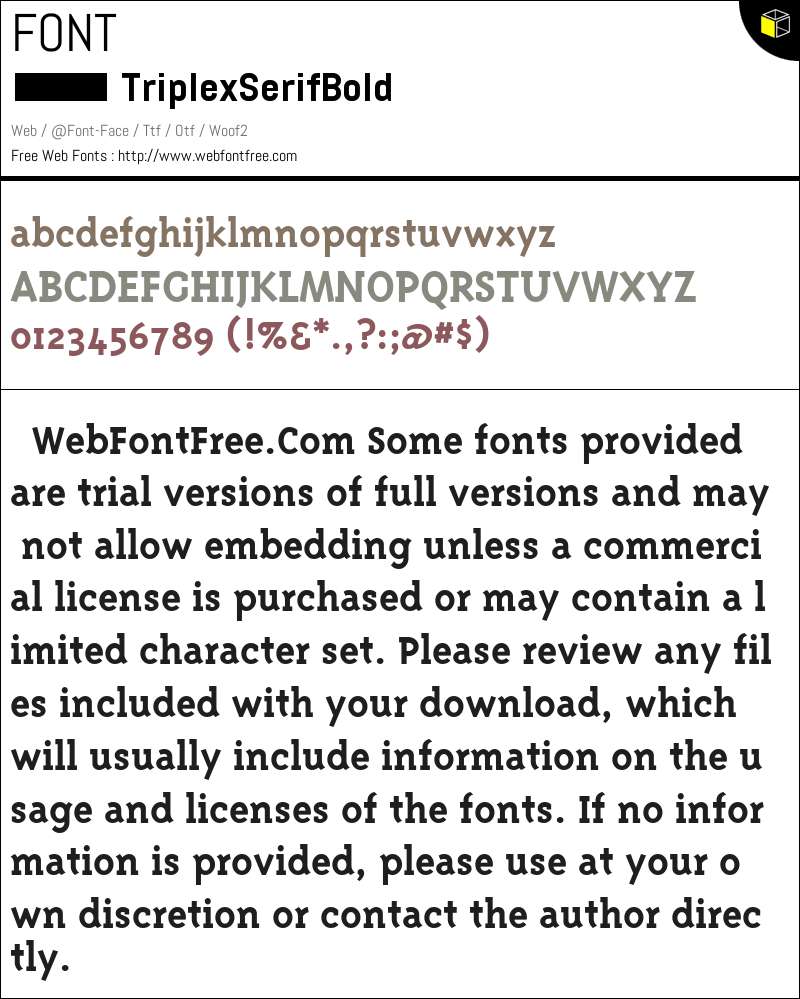 TriplexSerifBold Fonts Downloads - WebFontFree.Com