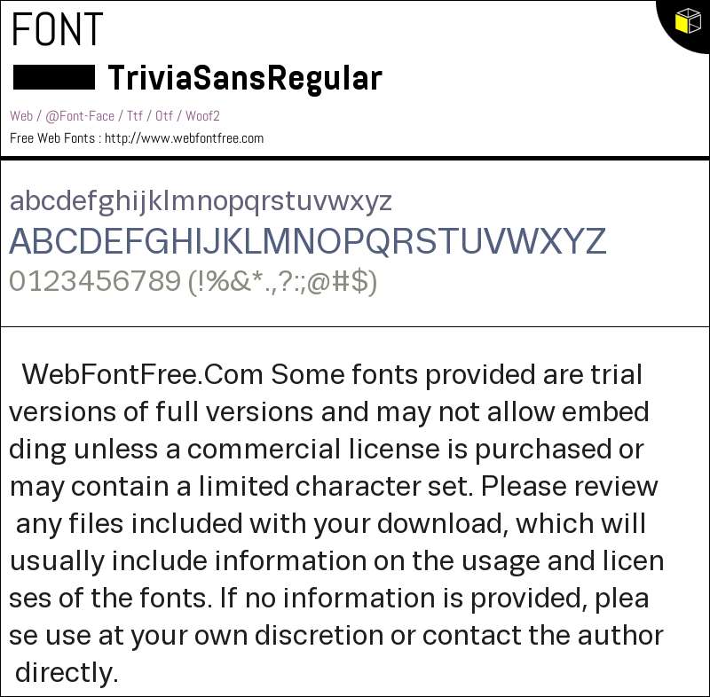 TriviaSansRegular Fonts Downloads - WebFontFree.Com