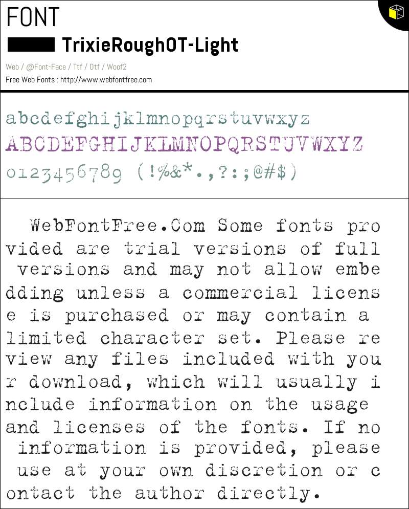 TrixieRoughOT-Light Fonts Downloads - WebFontFree.Com