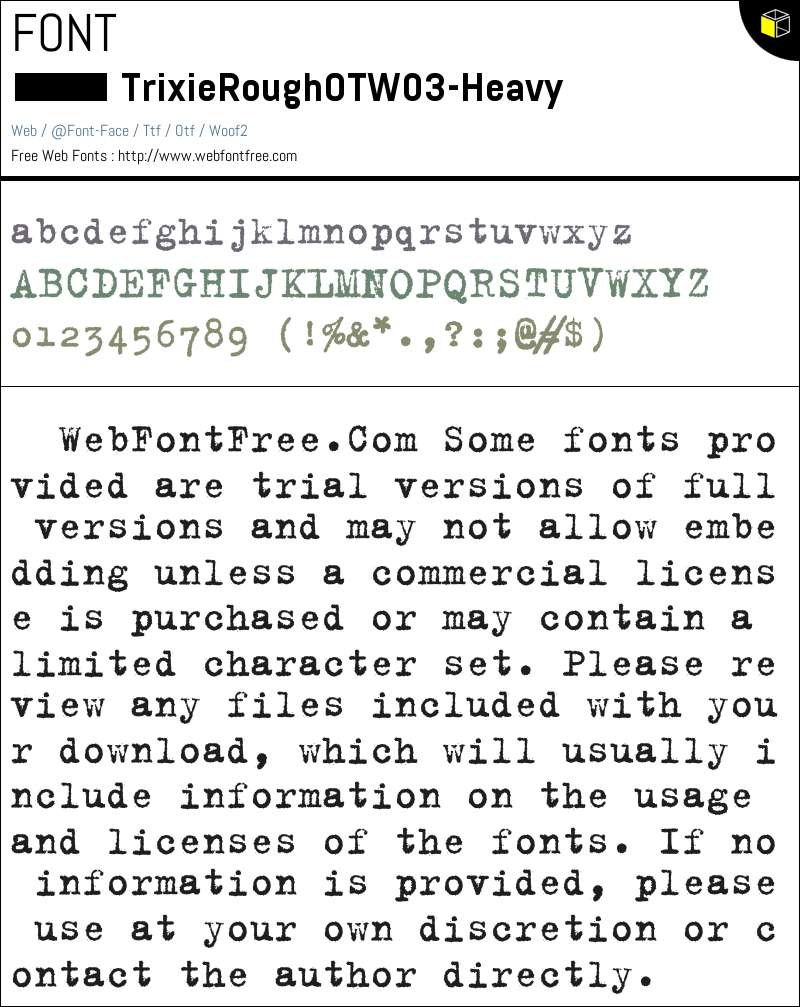 Trixie Rough OT W03 Heavy Fonts Downloads - WebFontFree.Com