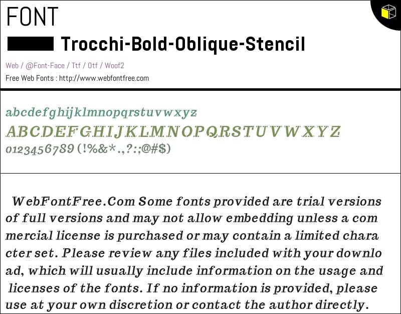 Trocchi-Oblique Fonts Downloads - WebFontFree.Com