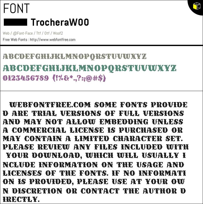 Trochera W00 Fonts Downloads - WebFontFree.Com