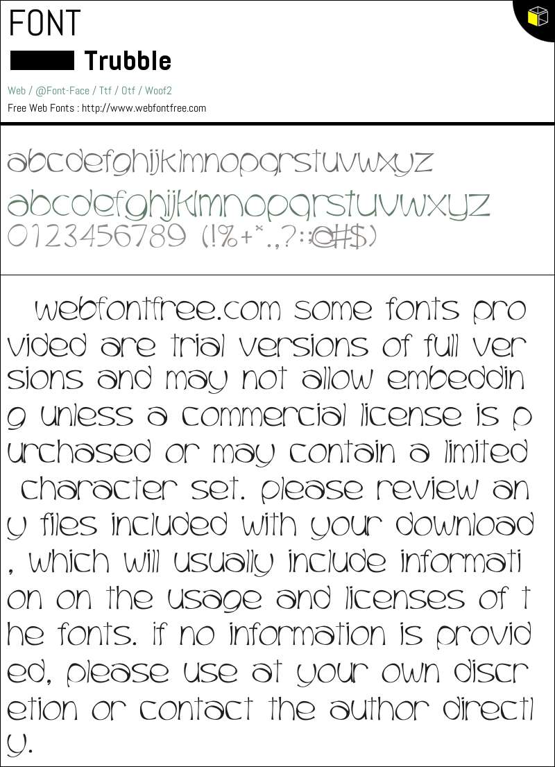 Trubble Fonts Downloads - WebFontFree.Com