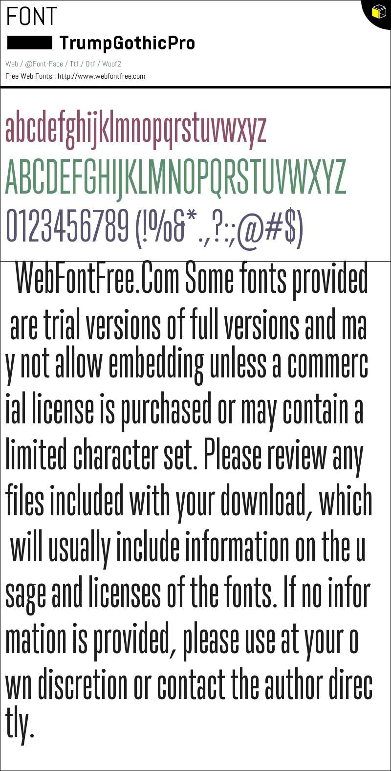 TrumpGothicPro 字体 下载 - WebFontFree.Com